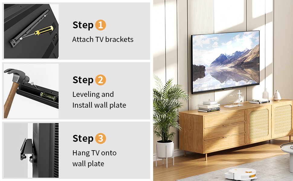 Amazon.com: KAMIWI Studless TV Wall Mount for 12-55 Inch TVs, TV Drywall Mounting, Max Vesa ...