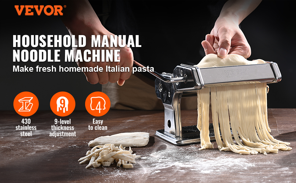 Amazon.com: VEVOR Pasta Maker Machine, 9 Adjustable Thickness Settings Noodles Maker, 150 ...