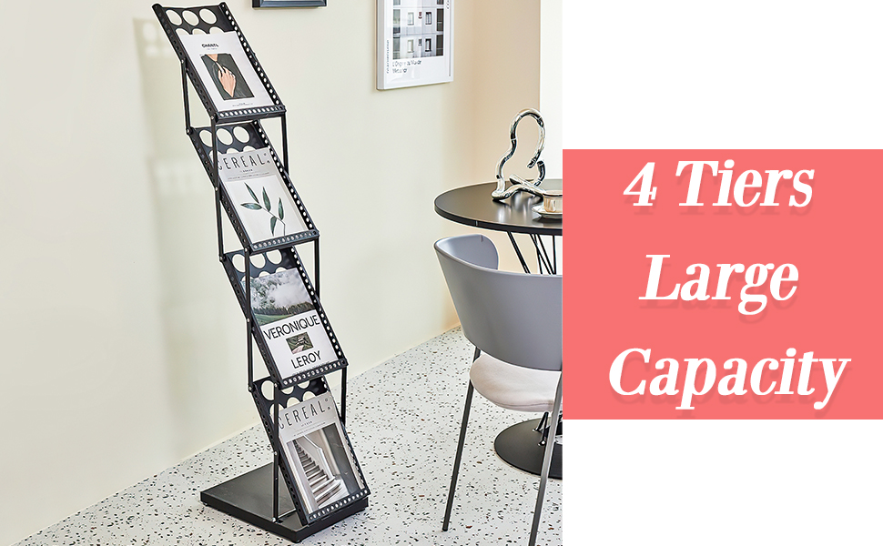 Amazon.com : LIWSHWZ Foldable Brochure Display Stand Magazine Catalog Literature Rack Portable 4 ...