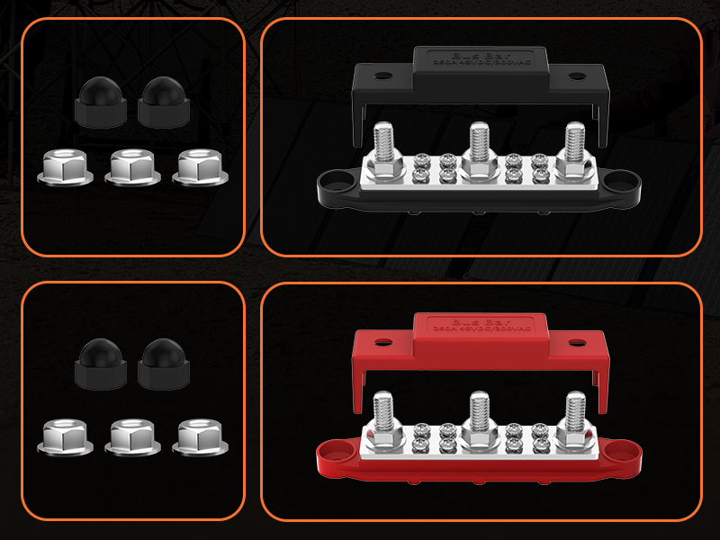 Joinfworld Bus Bar 12V 250A Power Distribution Block with 3 x 3/8" Stud ...