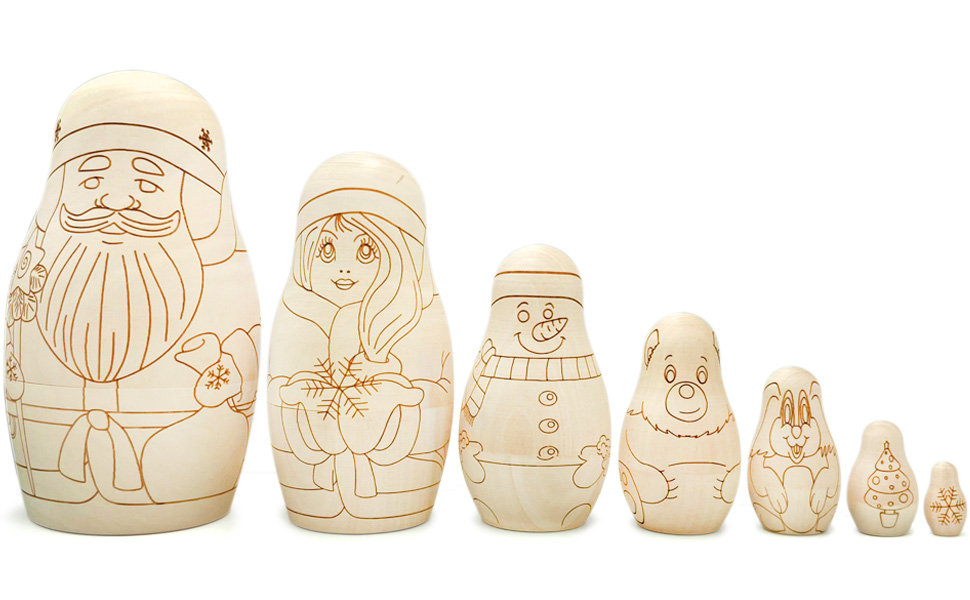 Amazon.com: AEVVV Unfinished Russian Christmas Crafts Set 7 pcs ...