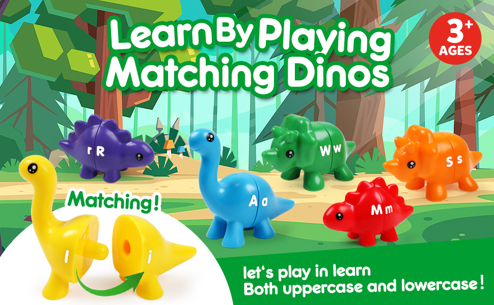 Amazon.com: USATDD Matching Letters Dinosaur Toy, Double-Sided ABC ...
