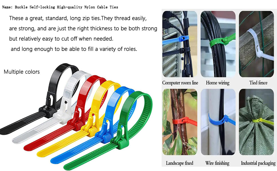 Amazon.com: 100pcs Color Reusable Zip Ties,Releasable Cable Zipper Cable Ties,Buckle Self ...