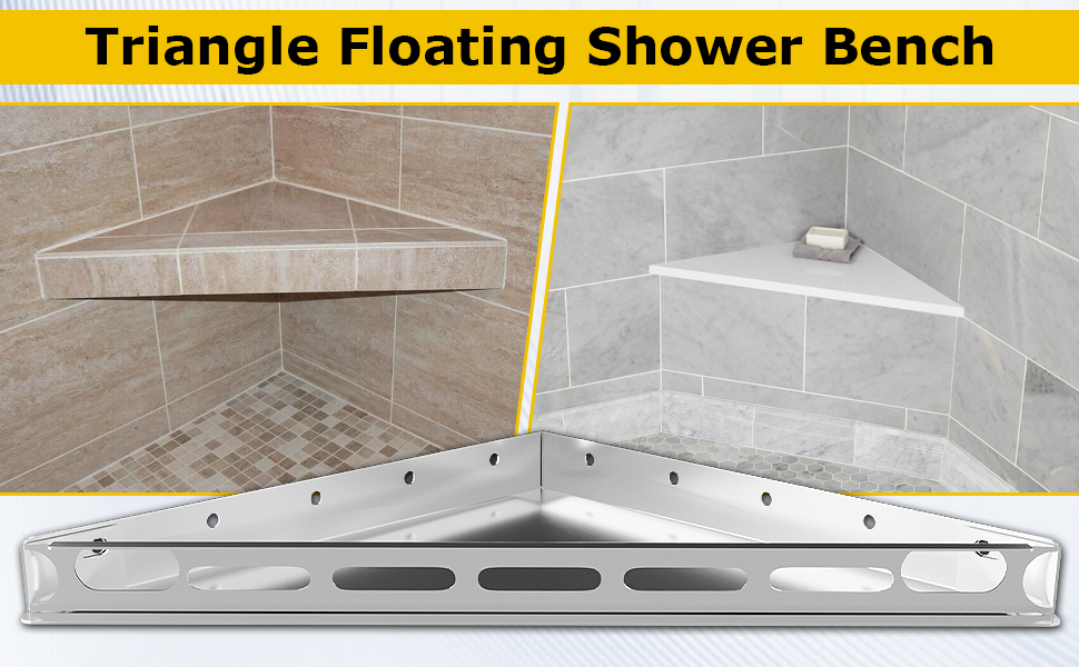 Amazon.com: Floating Corner Shower Bench, 22''x 22''x 31'' Versatile Versatile Corner Shower ...