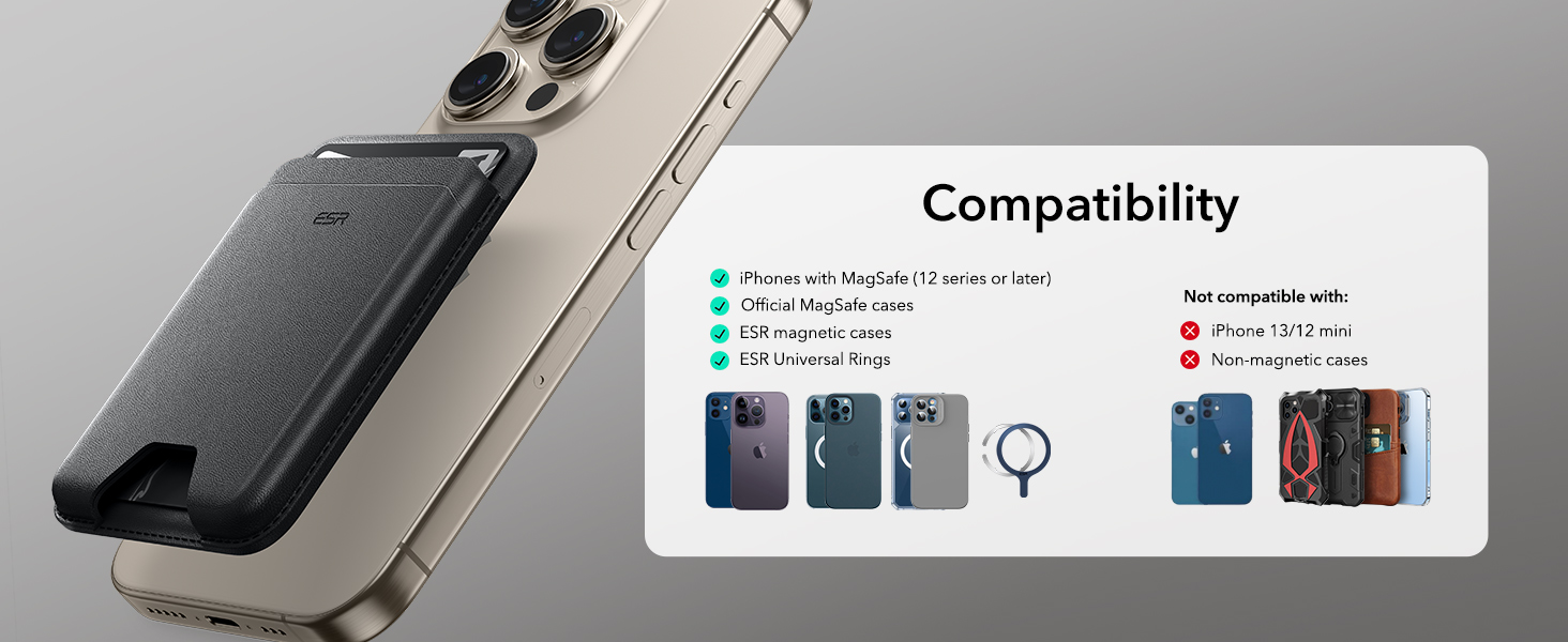 ESR for MagSafe Wallet, 5-Card Holder, Magnetic Wallet for iPhone, RFID Blocking,3,200 g ...