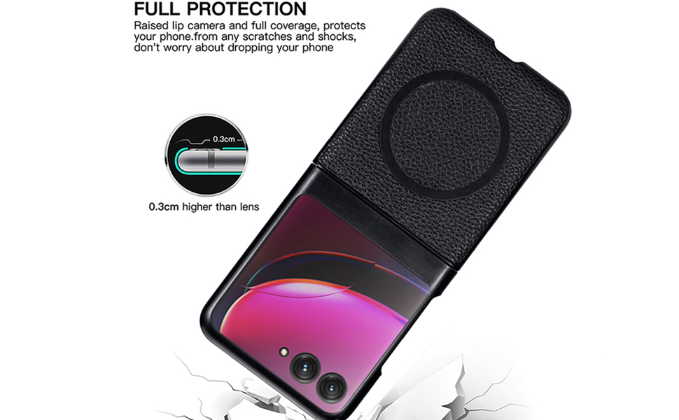 Amazon.com: KUGEW for Motorola Razr Plus 2023 Leather Case, Compatible with MagSafe, Moto Razr+ ...