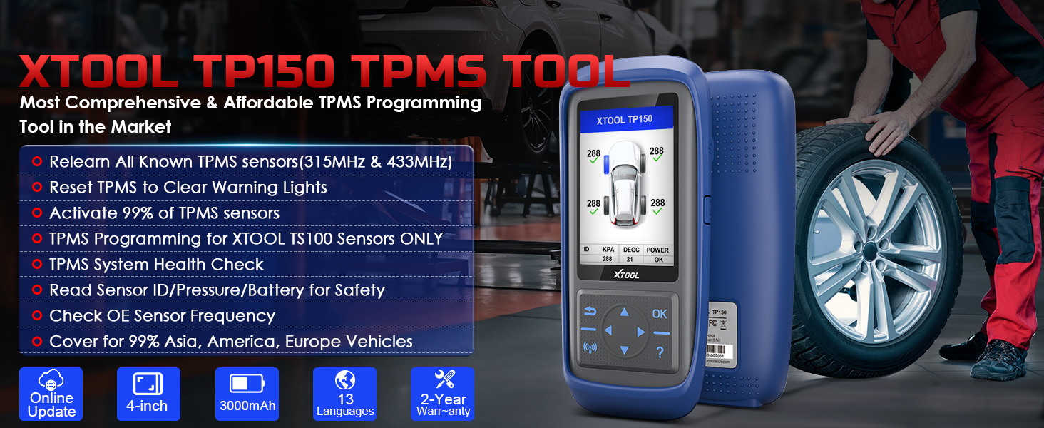 Amazon.com: XTOOL TP150 TPMS Programming Tool, Universal TPMS Relearn ...