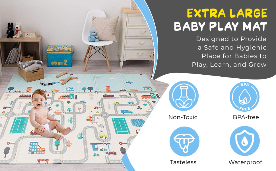 Ziploc Foldable Foam Baby Play Mat Early Learning Cognitive Playmat For ...