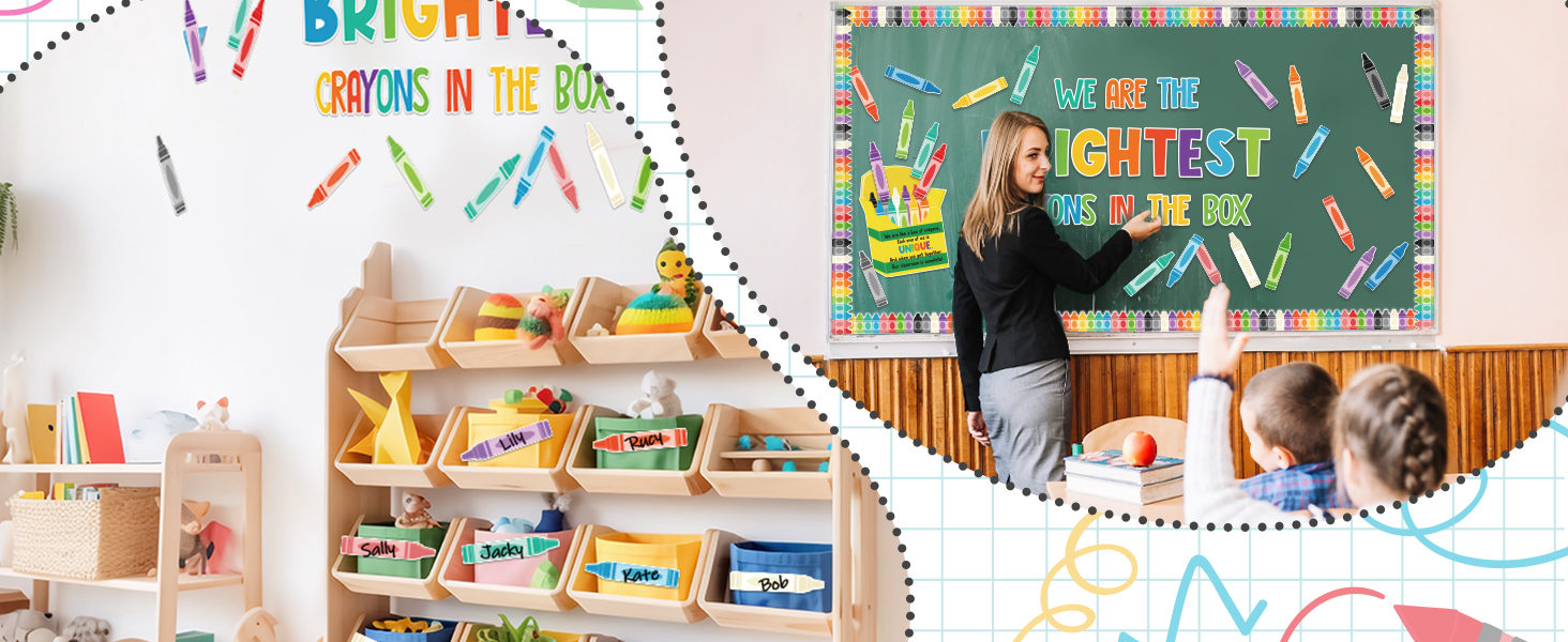 Amazon.com : CPicdn Back to School Crayon Bulletin Board - 117Pcs We ...