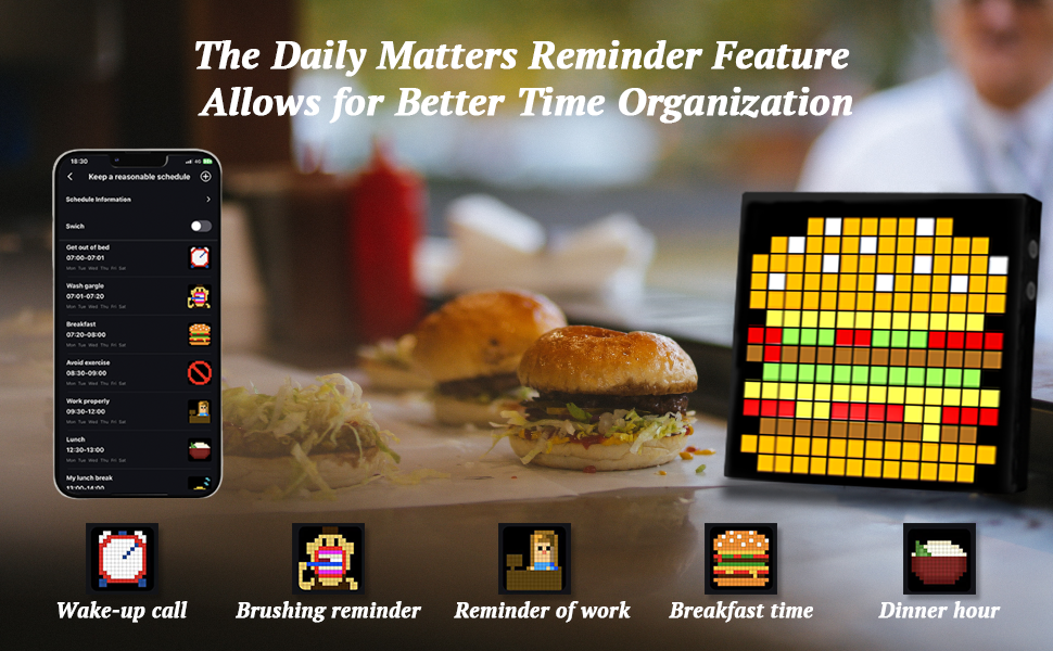 DIYOYOTM LED Pixel Art Display - Smart Digital Lamp Sets Calendar Pixel ...