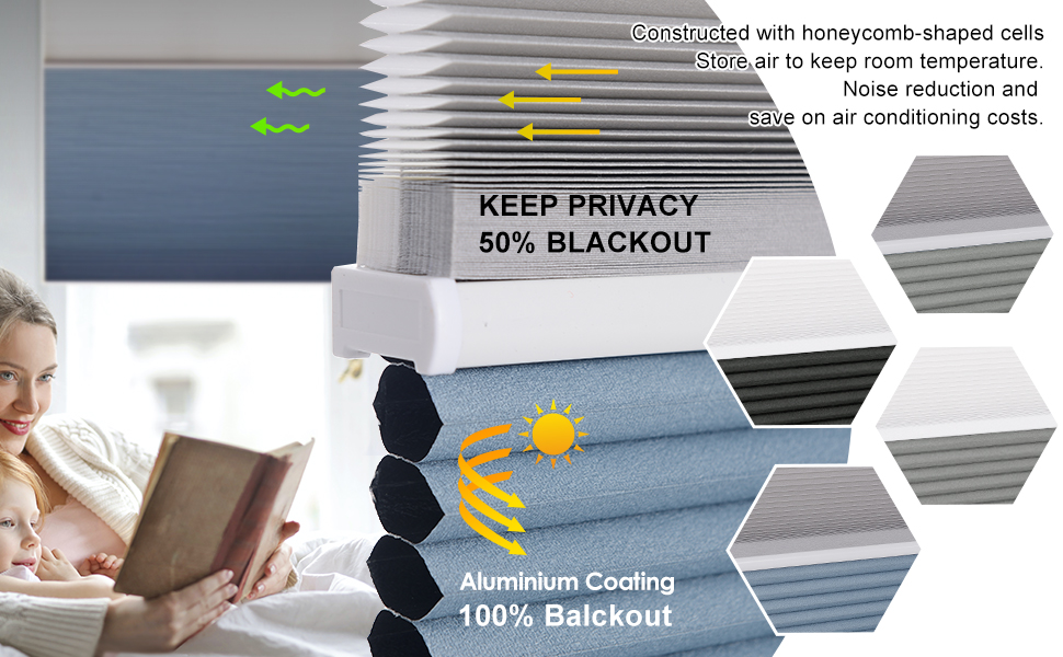 Amazon.com: Graywind Motorized Blackout Day Night Cellular Shades Compatible with Alexa Google ...