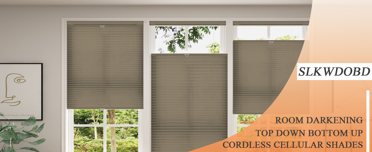 Amazon.com: No Drill Top Down Bottom Up Cellular Shades Cordless, No ...