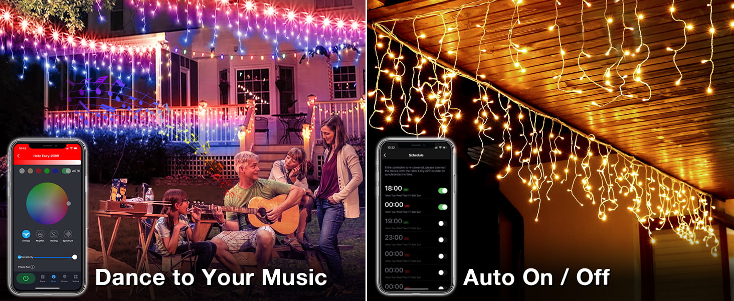 Smart Icicle Christmas Lights Colour Changing, 20M Dynamic DIY LED ...