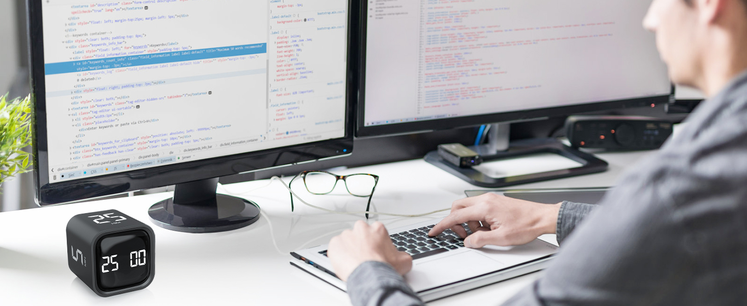 Rotating Pomodoro Timer 5 25 10 50 Minutes Preset Desk