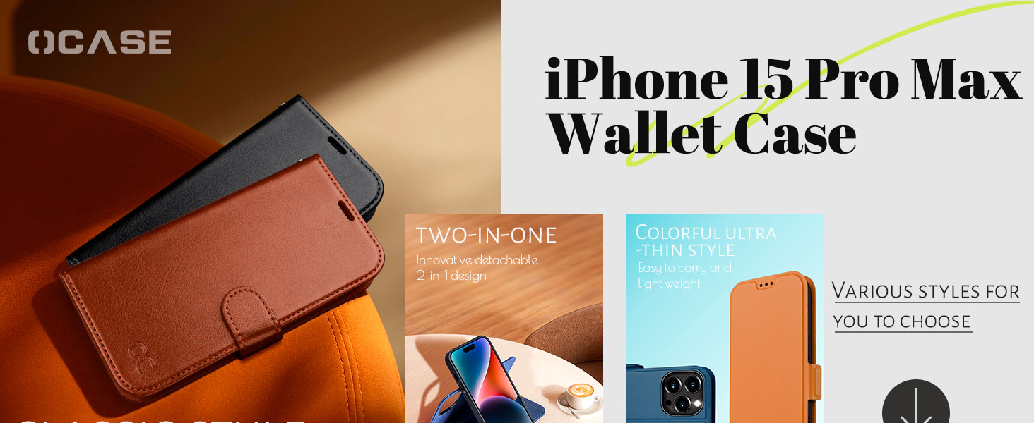 Amazon.com: OCASE Compatible with iPhone 15 Pro Max Case Wallet Case, PU Leather Flip Folio Case ...