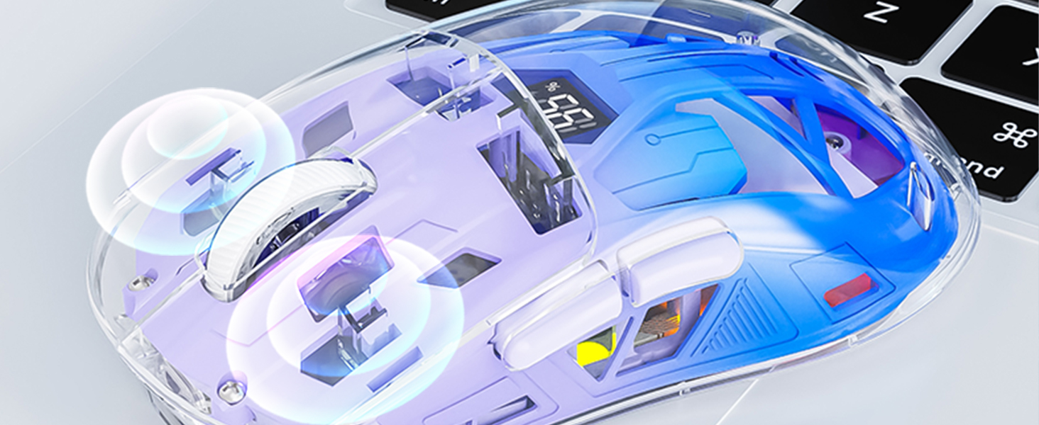 FREEWOLF A2 Wireless Gaming Mouse, Dual Mode 2.4G/Bluetooth PC Gaming Mice, Ergonomic RGB Mouse ...