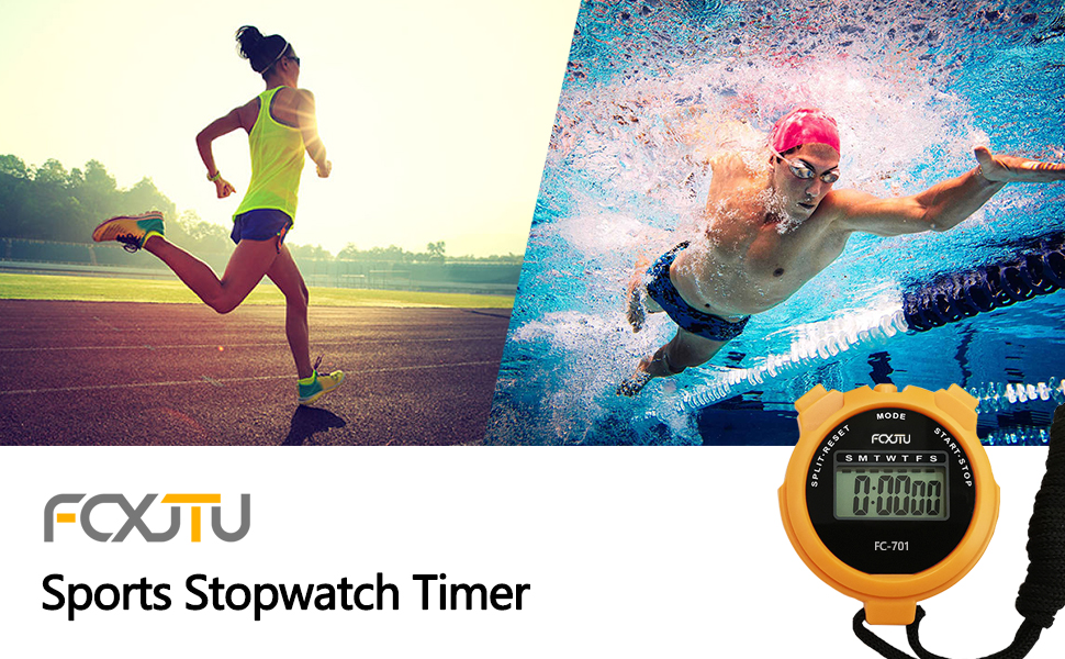 Fcxjtu Digital Sports Stopwatch Timer Single Lap Split Memory Stopwatch With12 24 Hour Clock