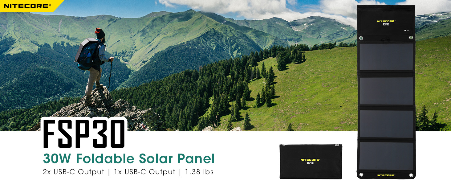 Amazon.com: NITECORE FSP30 30W Portable Solar Charger, USB-A & USB-C 3 Output Ports, High ...