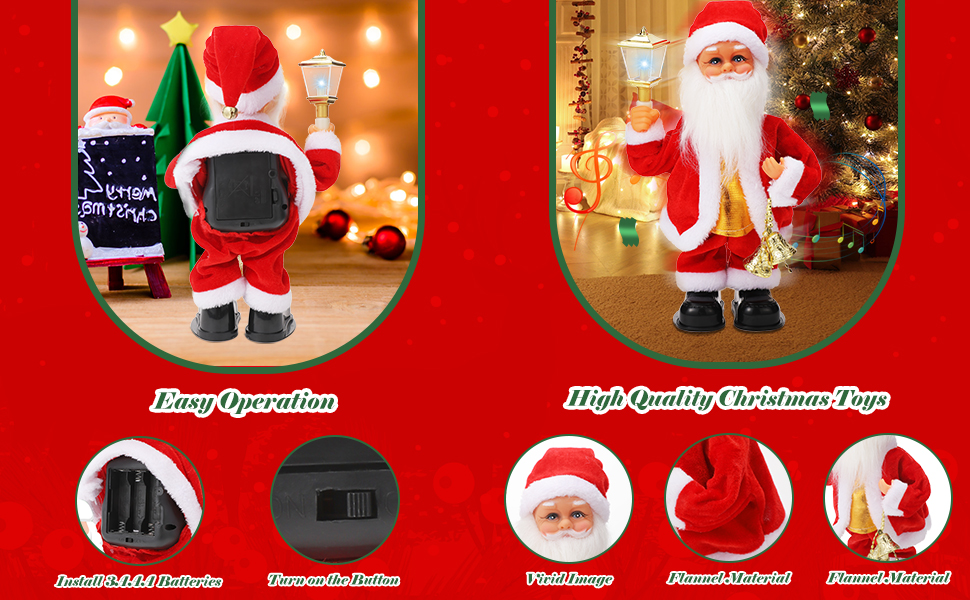 Coikes Electric Santa Claus Dancing Singing Santa Claus Christmas Toy Doll Christmas Decoration ...