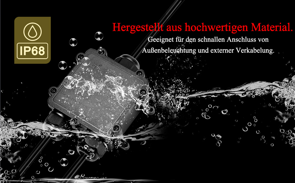 Abzweigdose inkl. Schnellverbinder TÜV geprüfte IP68 wasserdicht 3-Wege Verbindungsdose ...