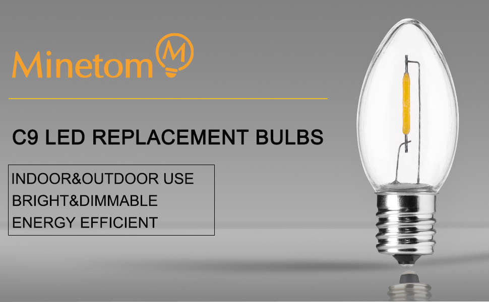 Minetom 50 Pack C9 LED Christmas Light Bulbs, Clear Plastic C9 ...