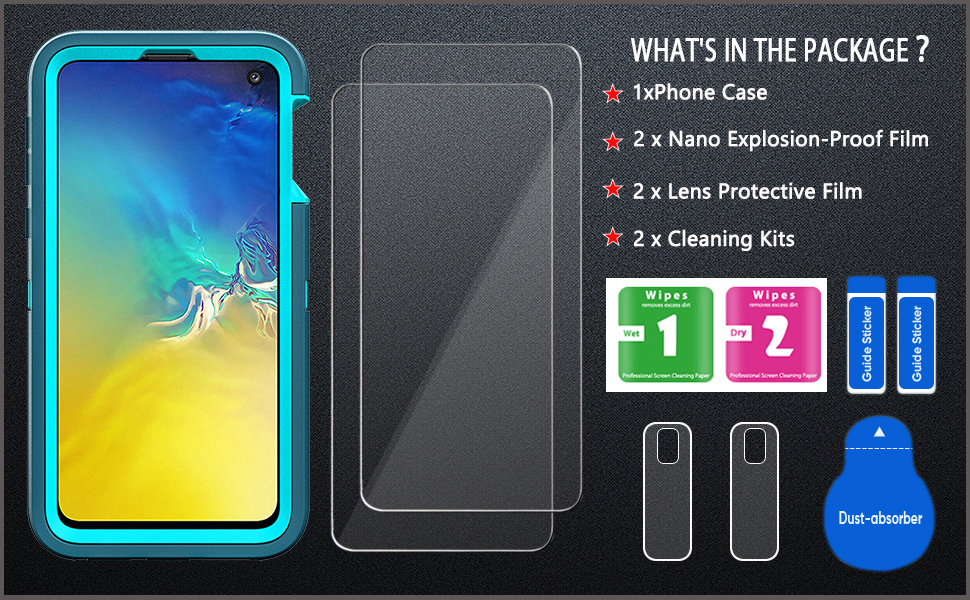 Amazon.com: YKHJKLEC for Samsung Galaxy S10E Case, with 2Pcs [Nano Explosion-Proof Film & Camera ...