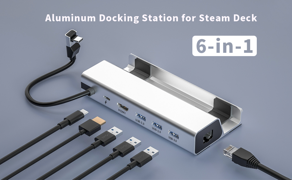 Amazon.com: Aluminum Steam Deck Dock:-4K 60Hz 1000Mbps Gigabit Ethernet LAN Docking Station for ...