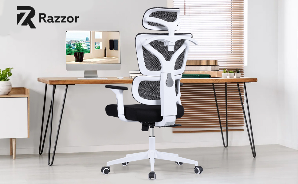 Amazon.com: Razzor Silla ergonómica de escritorio de oficina con soporte lumbar ajustable, silla ...