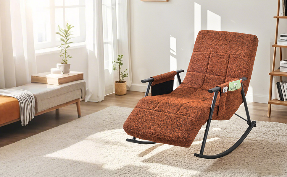 Amazon.com: VECELO High Back Nursery Rocking Chair with Foot Rest, Teddy Upholstered Reclining ...