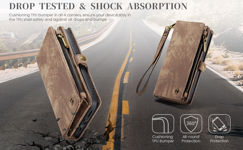 Amazon.com: Kowauri Wallet Case for iPhone 15 Pro, Zipper Purse Folio Leather Wallet with Card ...