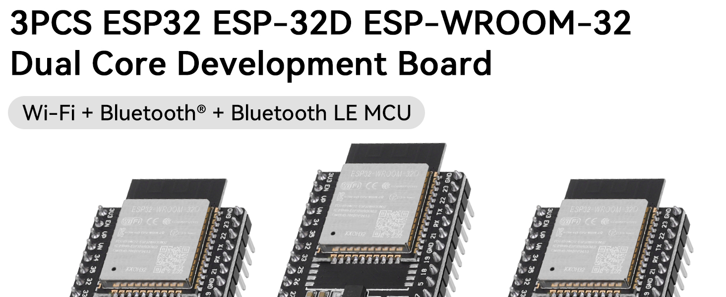 Amazon.com: 3PCS ESP32 ESP-32D ESP-WROOM-32 Development Board Kits, 38 Pin CP2012 USB C WiFi ...