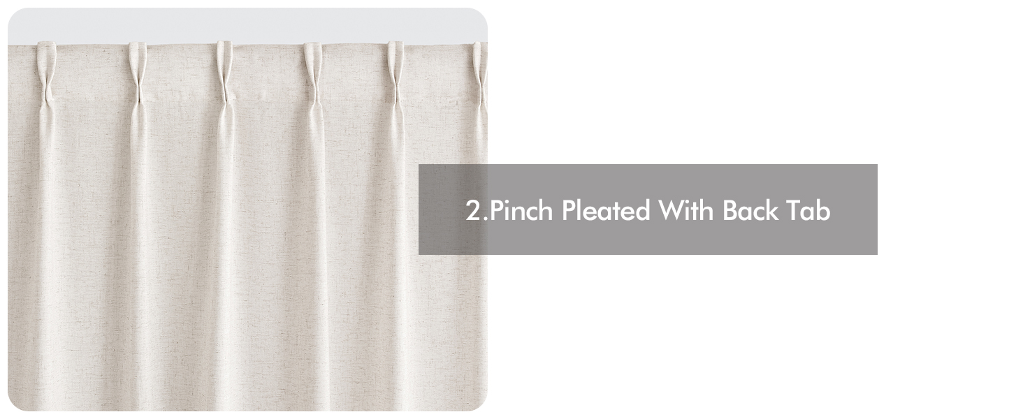 Amazon.com: Natural Pinch Pleated Linen Curtains 84 Inch Length 2 Panels Curtains for Living ...