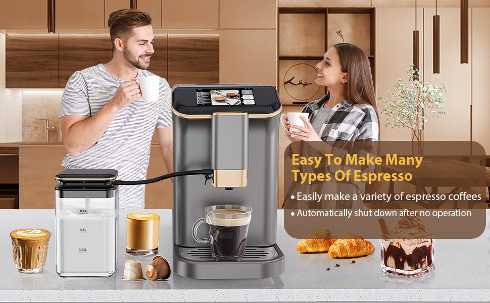 Amazon.com: Euker 20Bar Espresso Machine with Milk Frother, 1350W Premium Coffee Maker for ...