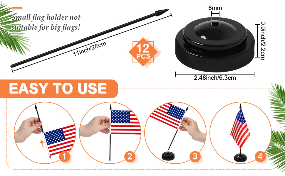 Amazon.com: wexpw 12 Pack Mini Flag Stands Table Flag Holders 63x22mm Black Desk Flag Holders ...