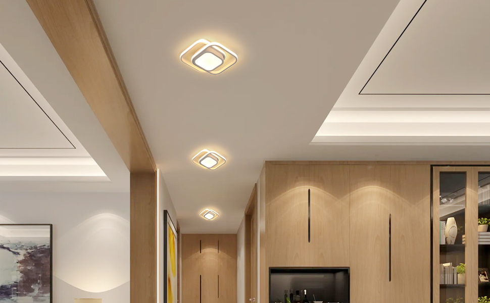 Dorlink LED Ceiling Light, White Square Creative Design Acrylic Ceiling ...