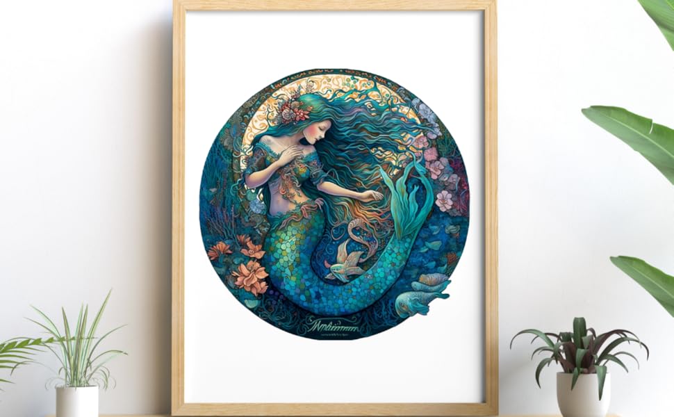 Amazon.com: Crafthub Mystical Creatures Wooden Puzzles for Adults – A3 Dreamy Mermaid with 127 ...