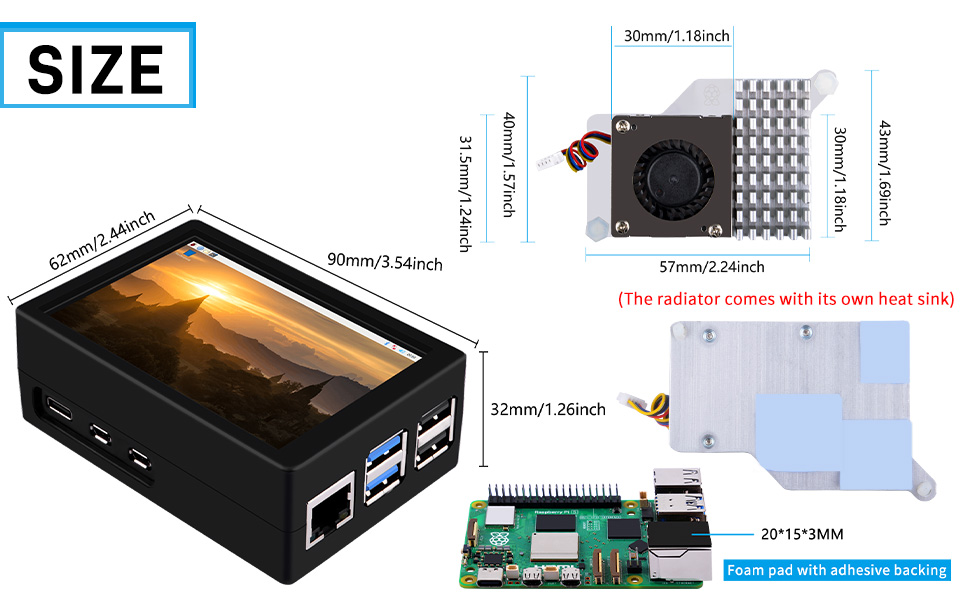Amazon.co.jp: GeeekPi 3.5 インチ HDMI タッチスクリーン、Raspberry Pi 5 用ケース付き、公式 Pi 5 アクティブクーラー付き、Raspberry ...