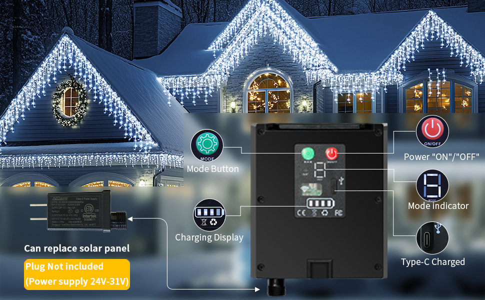 Solar Icicle Lights 50+16Ft 506 LED Outdoor Decorations with 101 Drops ...