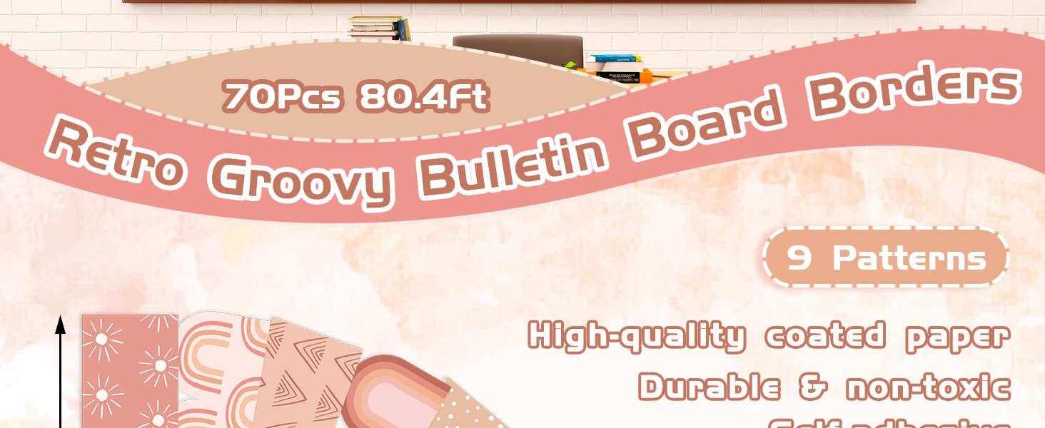 Amazon.com: JarThenaAMCS 82Ft Retro Groovy Bulletin Board Borders ...