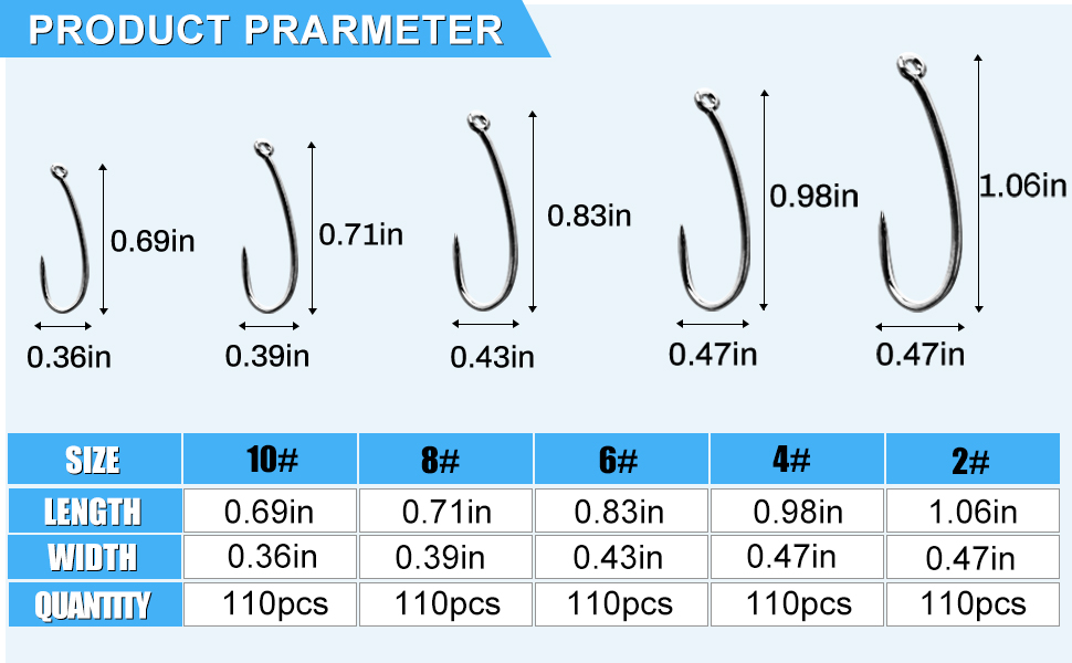 Amazon.com : FUSIGO Carp Fishing Hooks Barbless, 110pcs Crappie Hooks Trout Circle Curve Shank ...