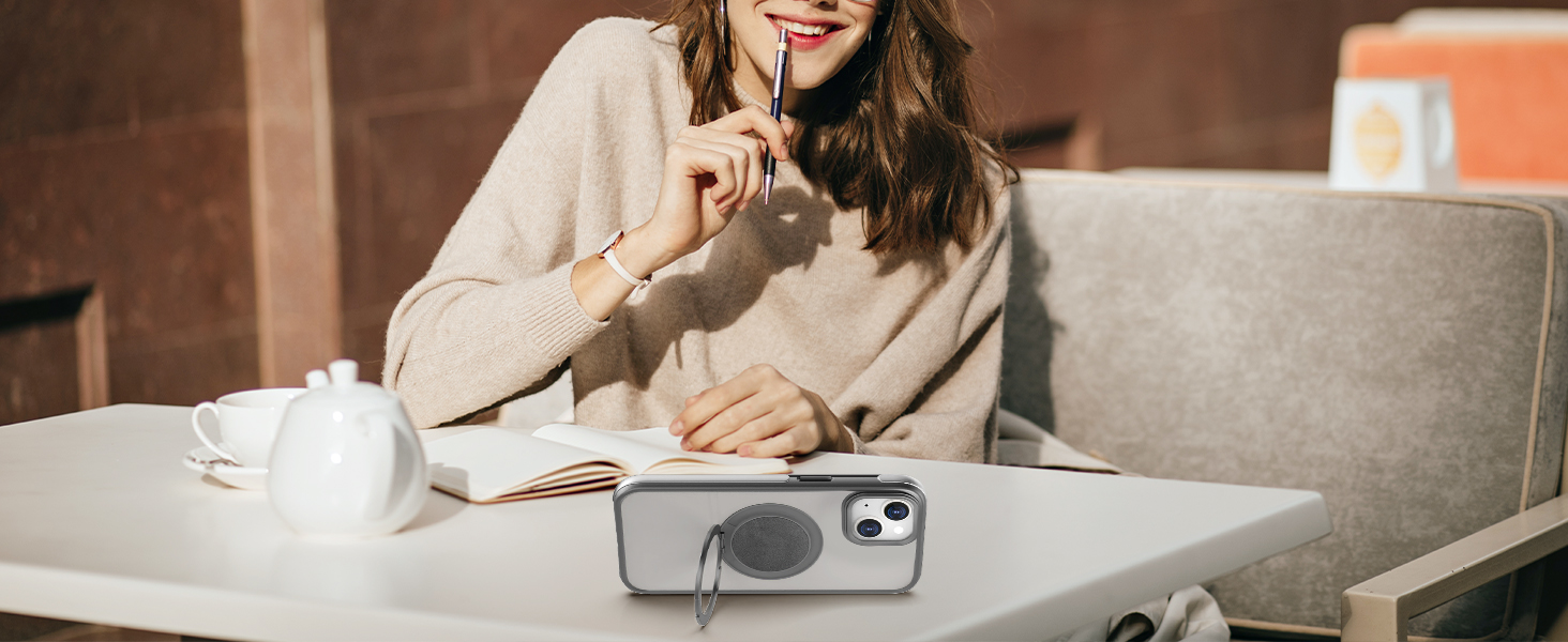 Amazon.com: LAUDTEC Air-Filled Bumper Case for iPhone 15 with Stand, 360° Rotatable Magnetic ...