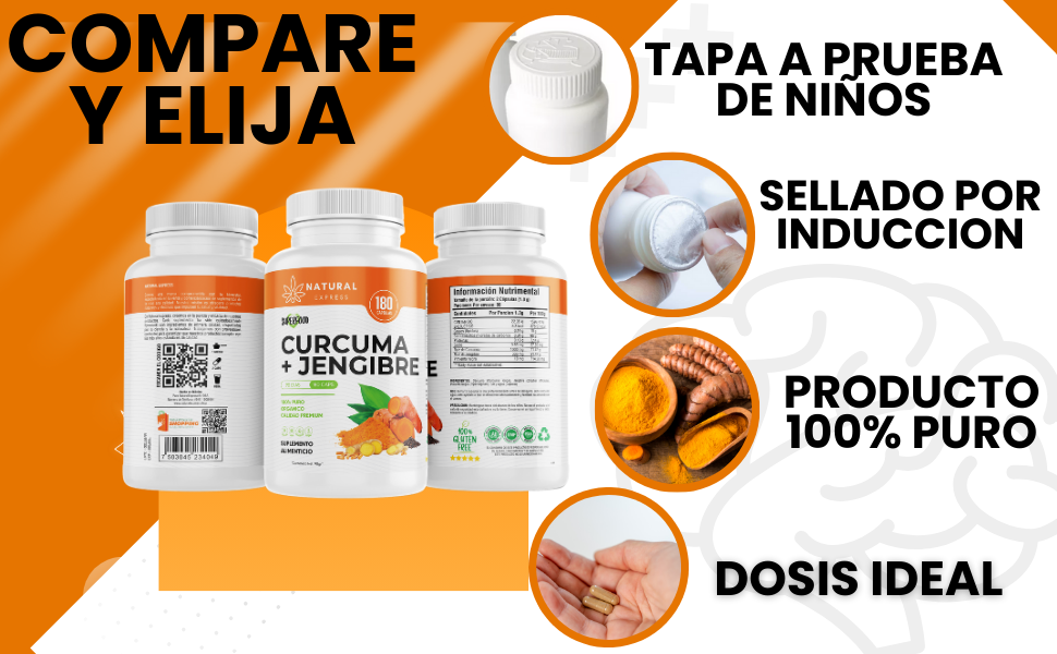 BioHerb. Cúrcuma y Jengibre + Pimienta Negra (180 Cápsulas Para 90 Días) - | Articulaciones y ...