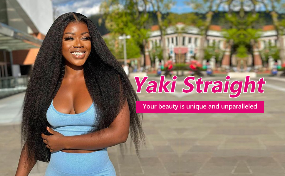 Amazon.com : Kinky Straight Bundles Human Hair Extension 16 18 20 Inch Yaki Straight Bundles ...