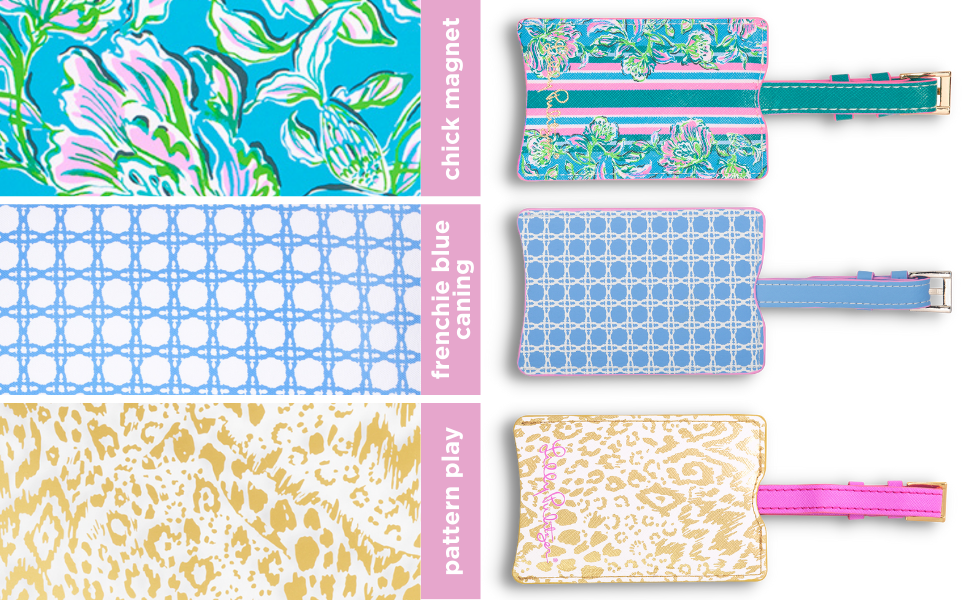 Amazon.com: Lilly Pulitzer Leatherette Luggage Tag with Secure Strap, Colorful Suitcase ...