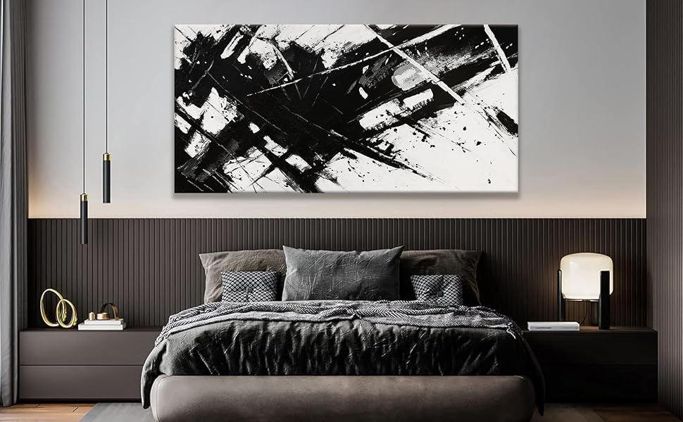 Amazon.com: TAIJXAGSG Abstract Wall Art For Living Room Black And White Wall Art Abstract Canvas ...