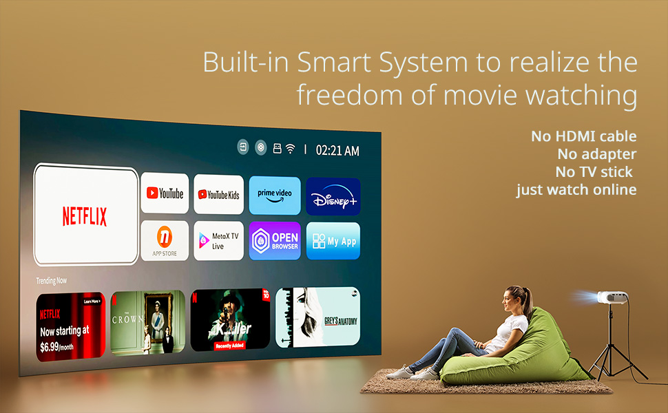 Amazon.com: YOTON Y9 Netflix Projector with wifi and bluetooth, Portable Projector 4K support ...