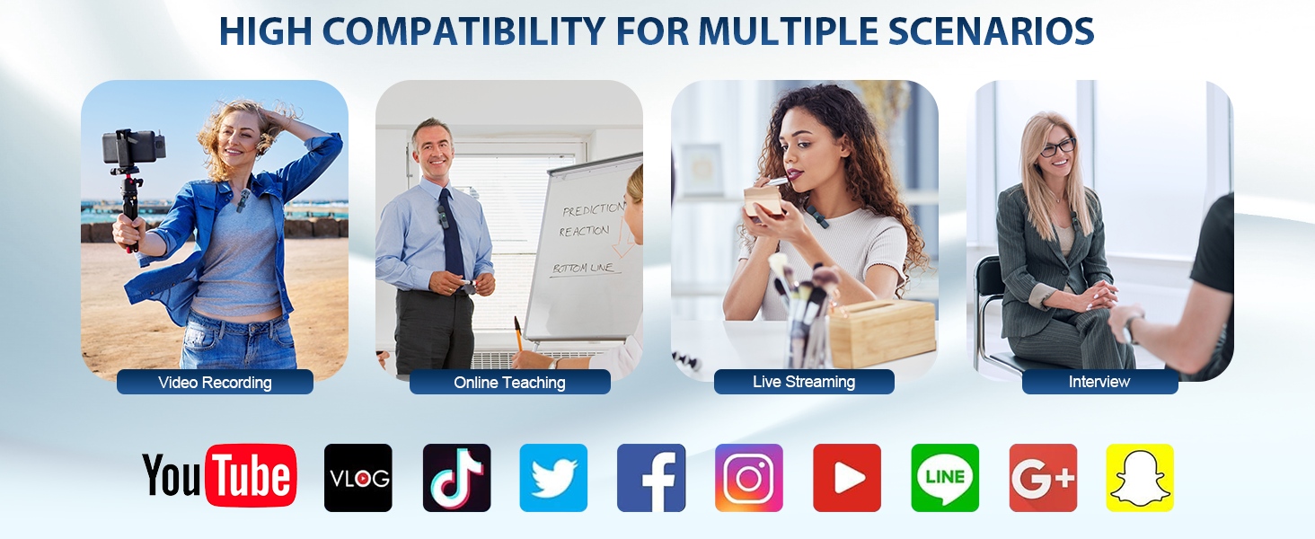 Amazon.com: EVXVE 4 in 1 Mini Microphones Wireless Lavalier Microphone for iPhone Android ...