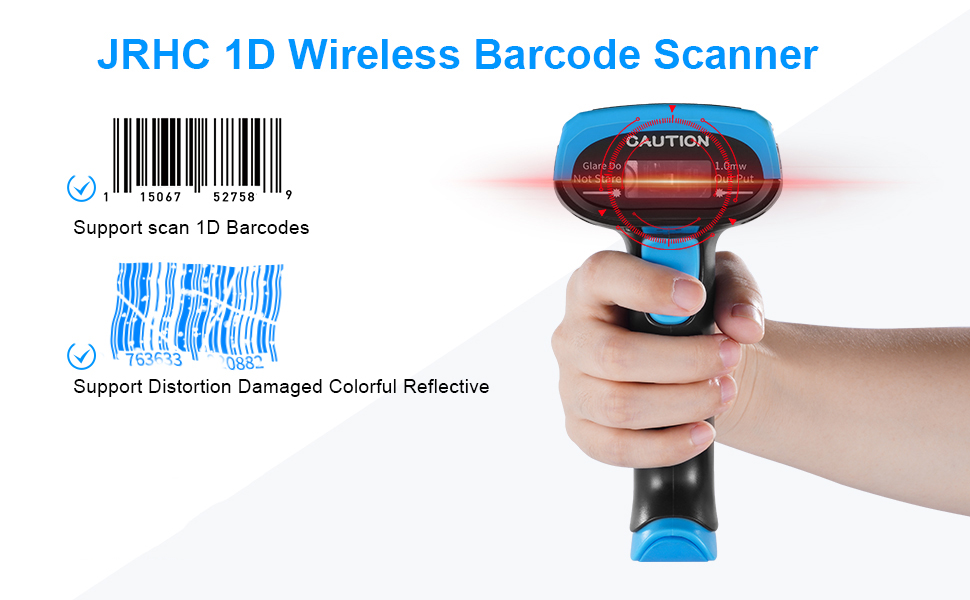 Amazon.com : JRHC Barcode Scanner Wireless, 1D Laser Barcode Reader with Stand 2.4G Wireless ...