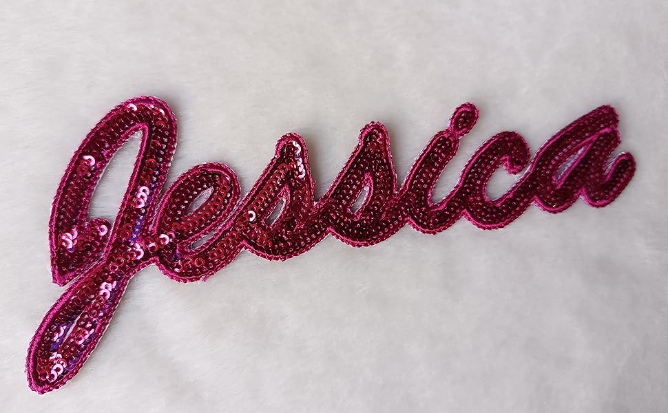 Amazon.com: Cilora Iron On Sequin Patch, 1.5 Inch Height Embroidered Name Patches for Jacket ...