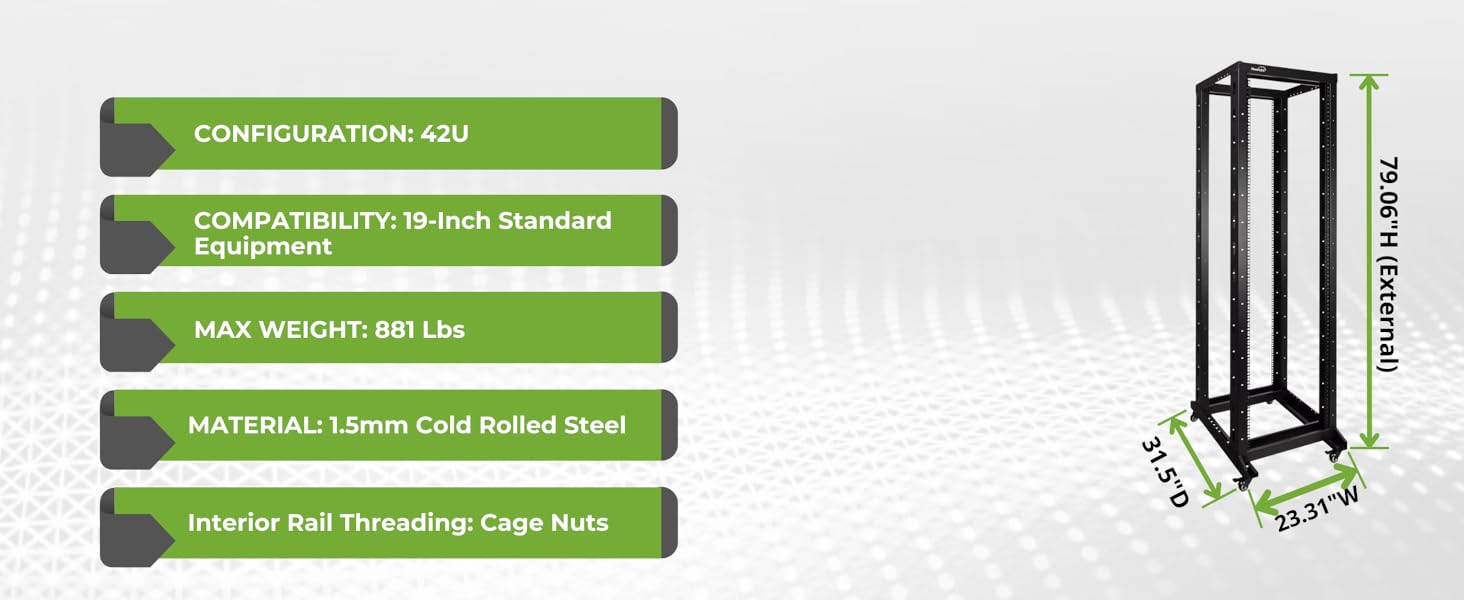 Amazon.com: NavePoint 42U 4 Post Server Rack – Open Frame Rack for 19 Inch Equipment, Adjustable ...